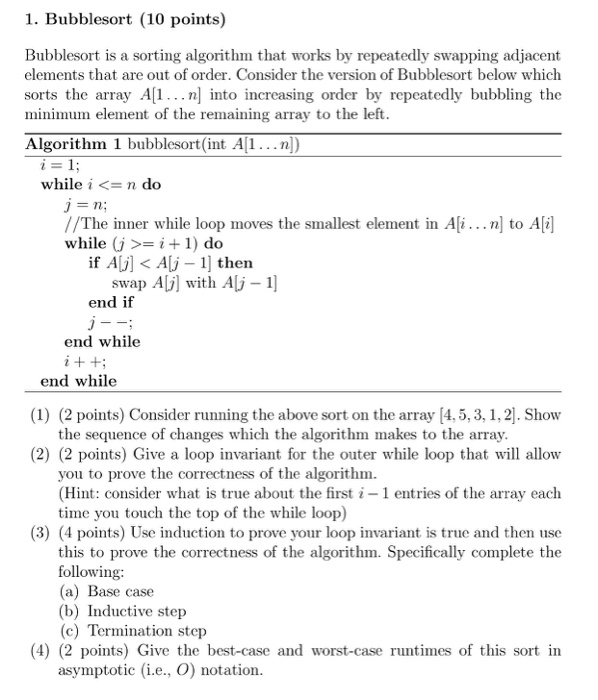 Solved Bubblesort is a sorting algorithm that works by | Chegg.com