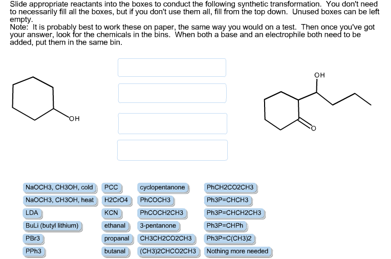 Solved Slide appropriate reactants into the boxes to conduct | Chegg.com