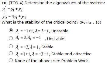 Solved Determine the eigenvalues of the system: y1= y1 + y2 | Chegg.com