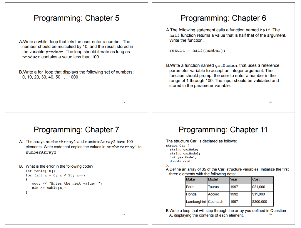 Solved Programming: Chapter 5 Programming: Chapter 6 A.The | Chegg.com