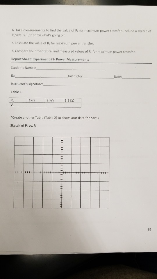 Solved Experiment #9-Maximum Power Transfer Objectives 1. To | Chegg.com