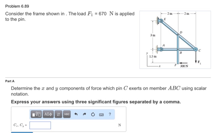 Solved Consider the frame shown in. The load F_1 = 670 N is | Chegg.com