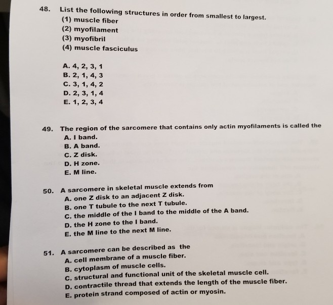 Solved 48. List the following structures in order from | Chegg.com