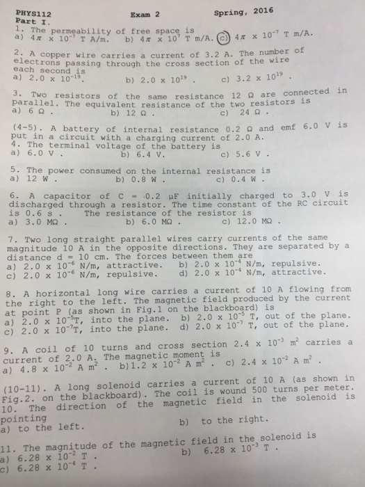 Solved The permeability of free space is 4 pi Times 10^-7 T | Chegg.com