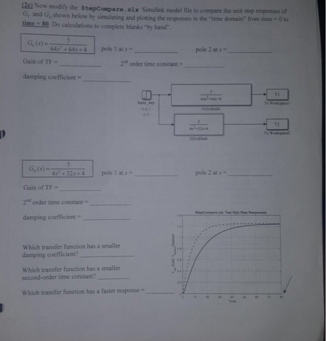 Solved 12e) Now modify the stepcompare.slx simulink model | Chegg.com