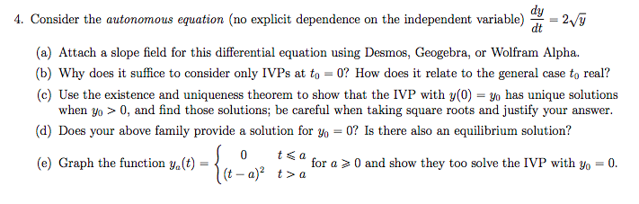 Solved dy 4. Consider the autonomous equation (no explicit | Chegg.com