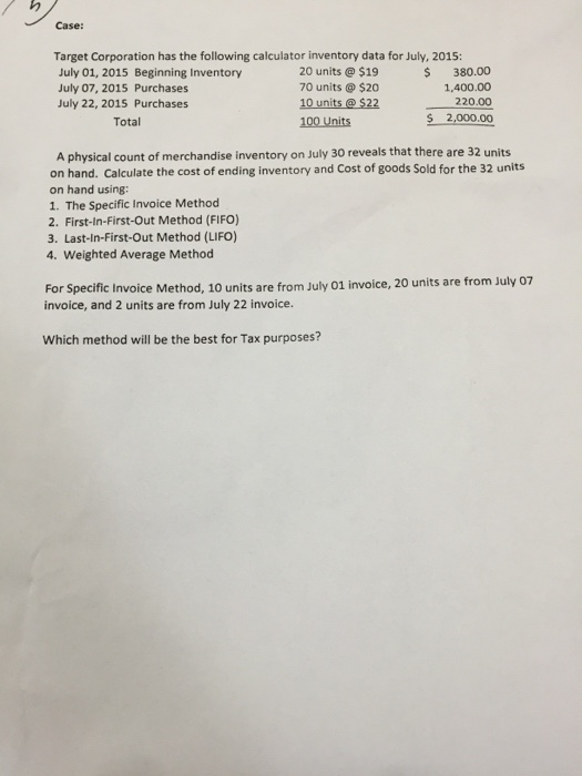 Solved Target Corporation has the following calculator | Chegg.com