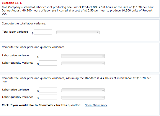 Solved Exercise 15-5 The standard cost of Product B | Chegg.com