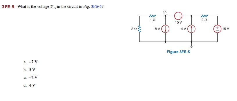Solved What is the voltage V0 in the circuit in Fig. 3FE-5? | Chegg.com