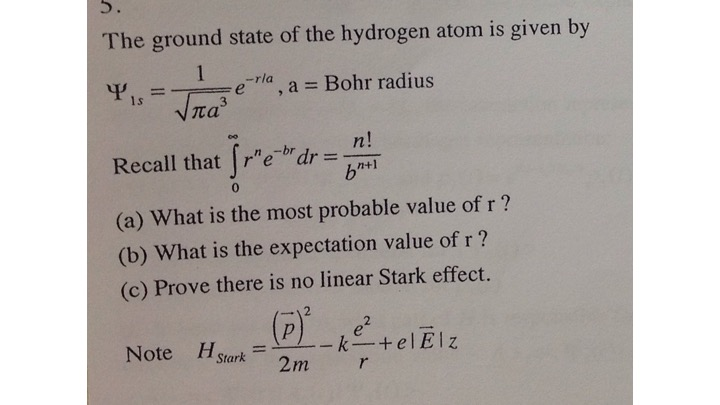 Solved The Ground State Of The Hydrogen Atom Is Given By