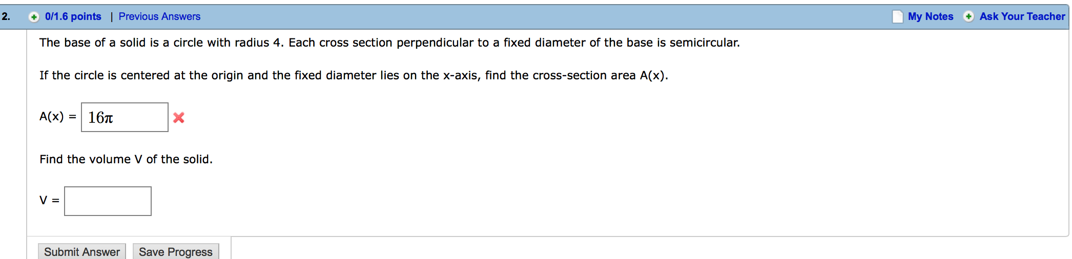 Solved 1 1 6 Points My Notes Ask Your Teacher The Base Of