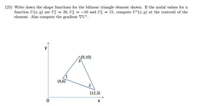 Write down the shape functions for the bilinear | Chegg.com