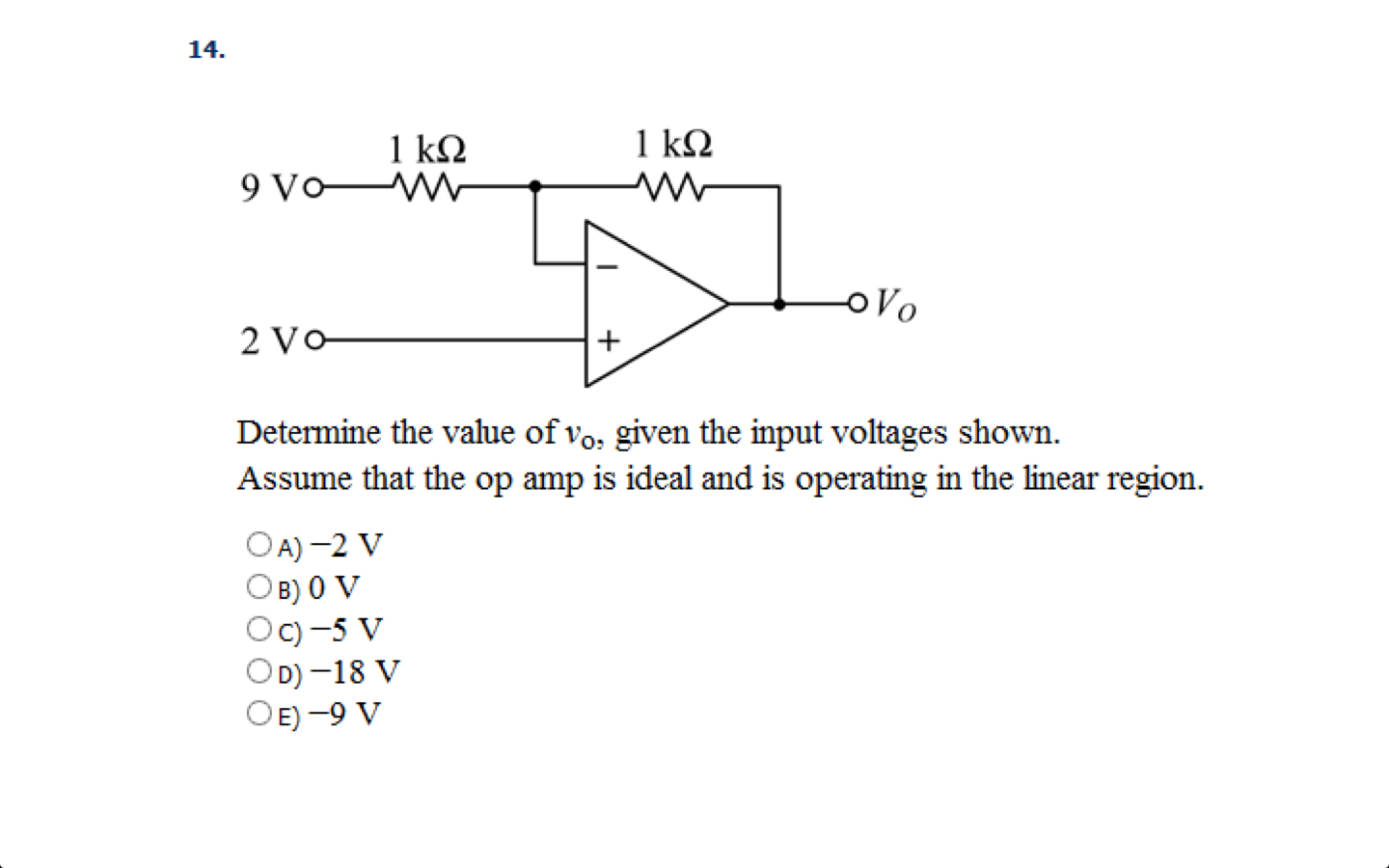 Solved Determine The Value Of V0 Given The Input Voltages