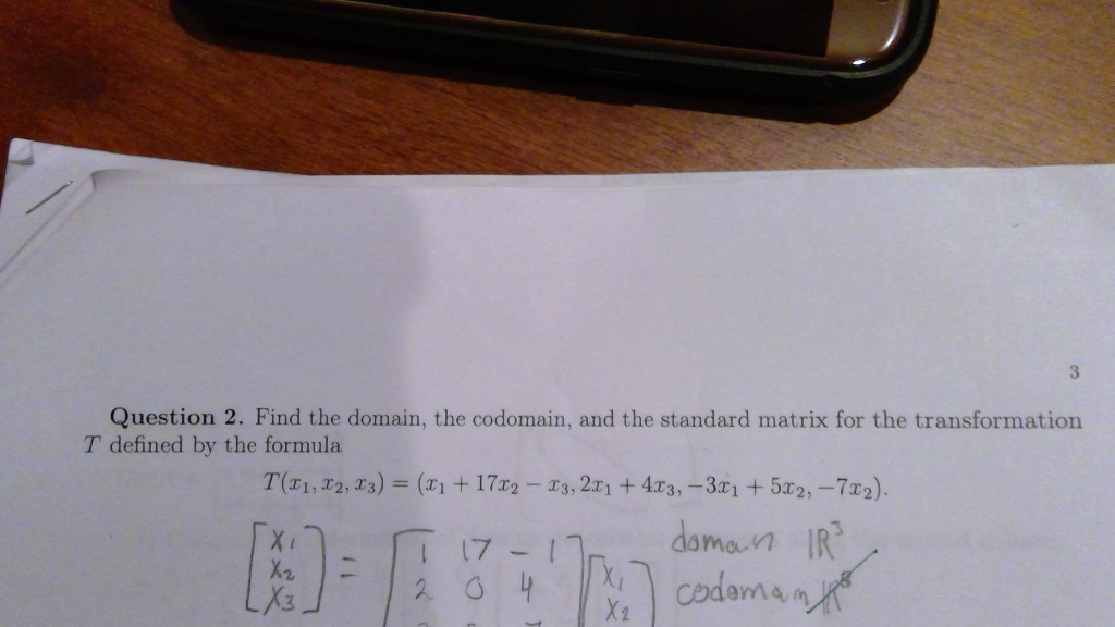 Solved 3 Question 2. Find the domain, the codomain, and the | Chegg.com
