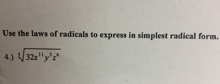 Solved Use the laws of radicals to express in simplest | Chegg.com