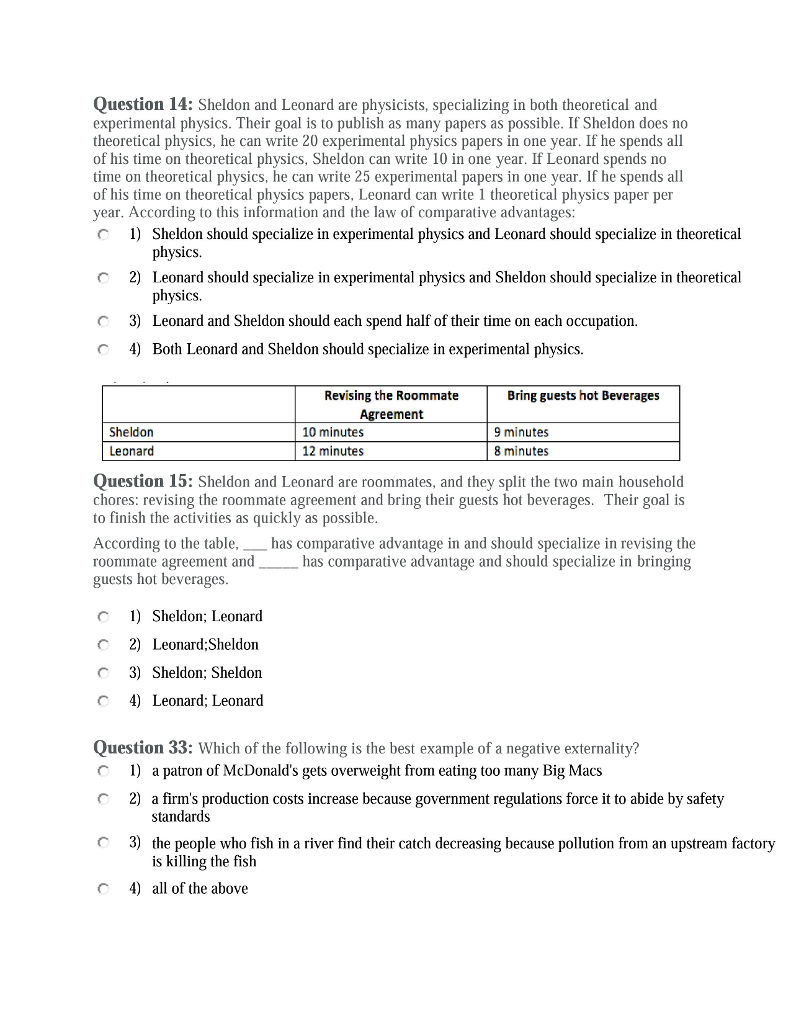 Solved Question 14: Sheldon and Leonard are physicists, | Chegg.com