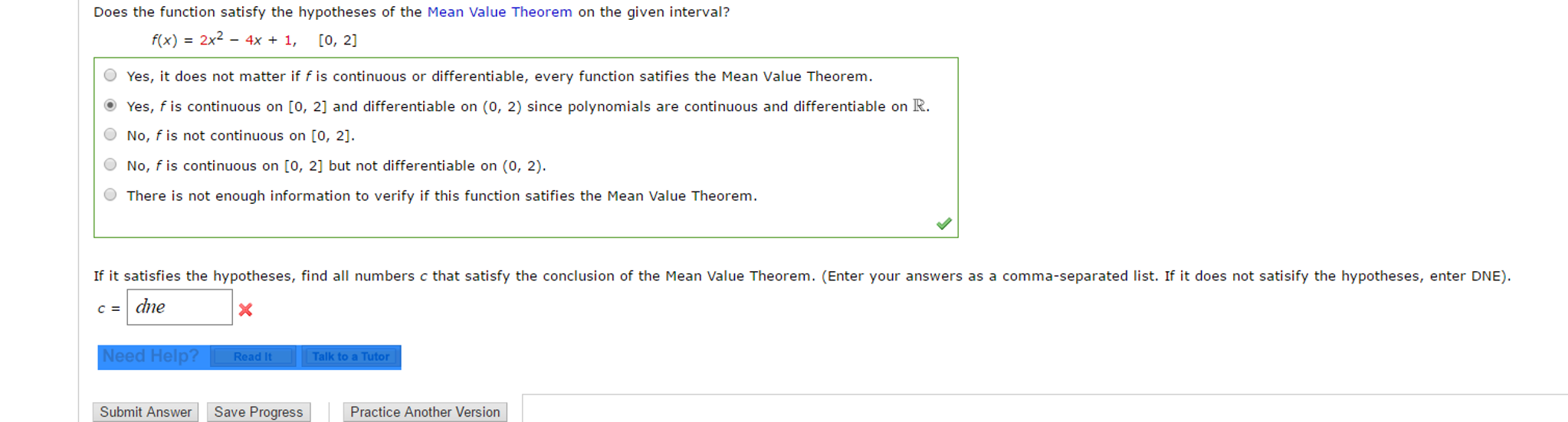 Solved Does the function satisfy the hypotheses of the Mean | Chegg.com