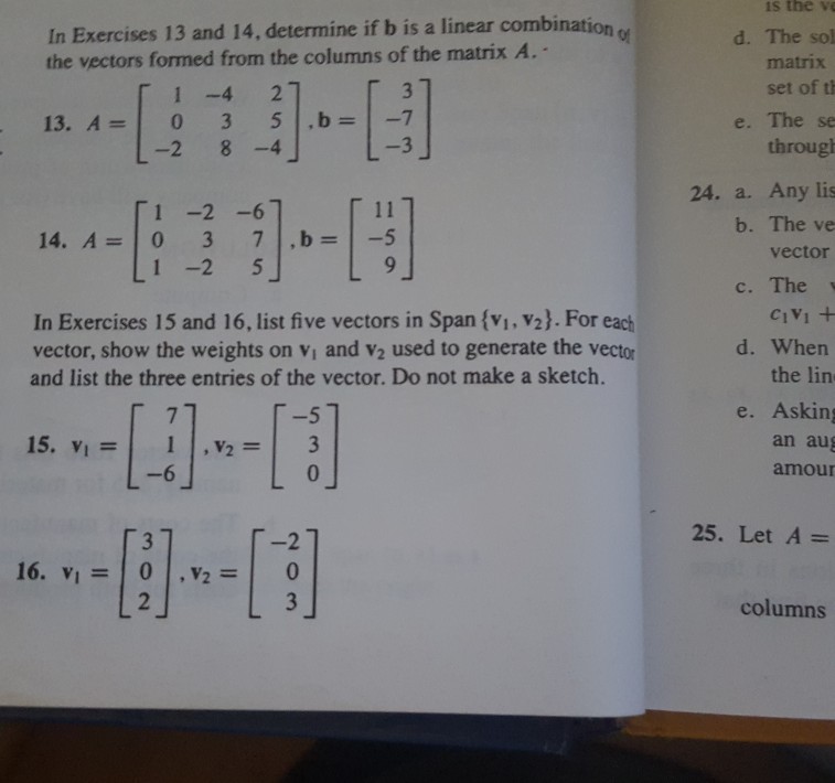 Solved is the ve d. The sol set of th e. The se In Exercises | Chegg.com