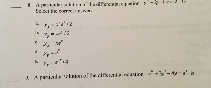 Solved A particular solution of the differential equation y" | Chegg.com