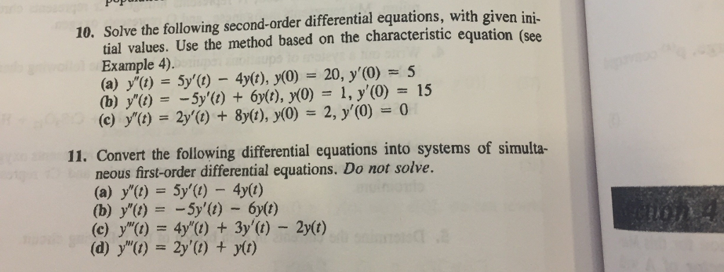 Solved 10. Solve the following second-order differential | Chegg.com