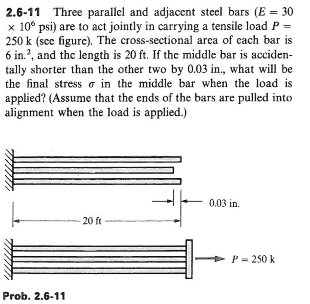Solved 26-11 Three parallel and adjacent steel bars (E=30 | Chegg.com