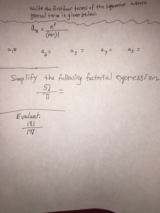 Solved Write The First Four Terms Of The Sequence Whose 