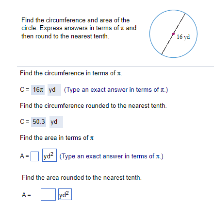 Solved Find the circumference and area of the Circle Express | Chegg.com
