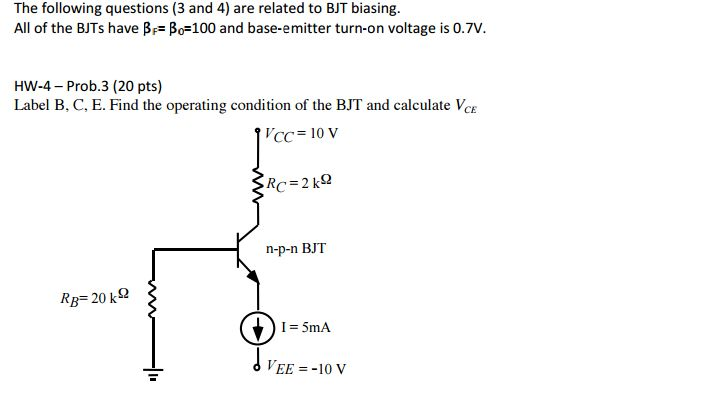 Solved The following questions (3 and 4) are related to BJT | Chegg.com
