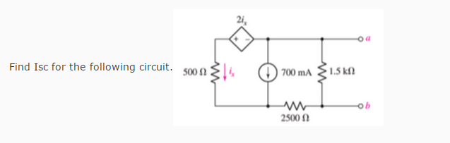 Solved Find Isc for the following circuit. | Chegg.com