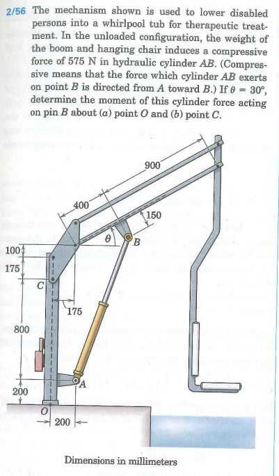 Solved The mechanism shown is used to lower disabled persons | Chegg.com