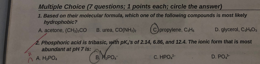 Solved Multiple Choice (7 questions; 1 points each; circle | Chegg.com