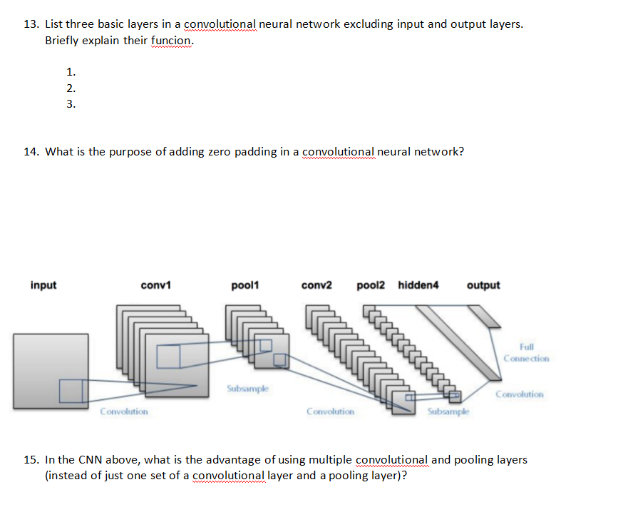 Solved 13. List three basic layers in a convolutional neural | Chegg.com