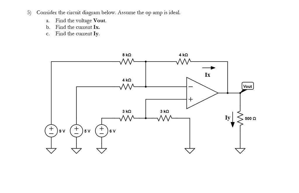 Solved 5) Consider the circuit diagram below. Assume the op | Chegg.com