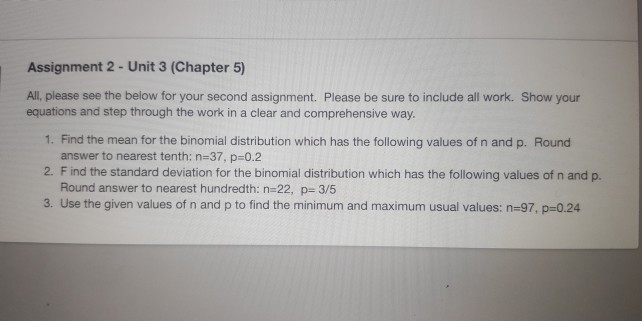 Solved Assignment 2 Unit 3 (Chapter 5) All, please see the | Chegg.com