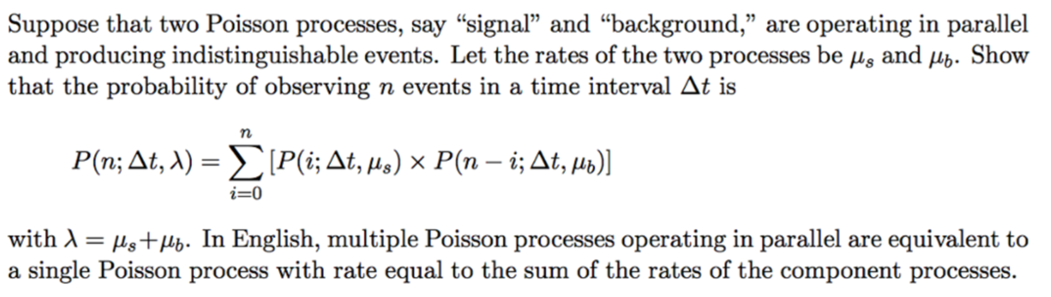 Suppose that two Poisson processes, say "signal" and | Chegg.com