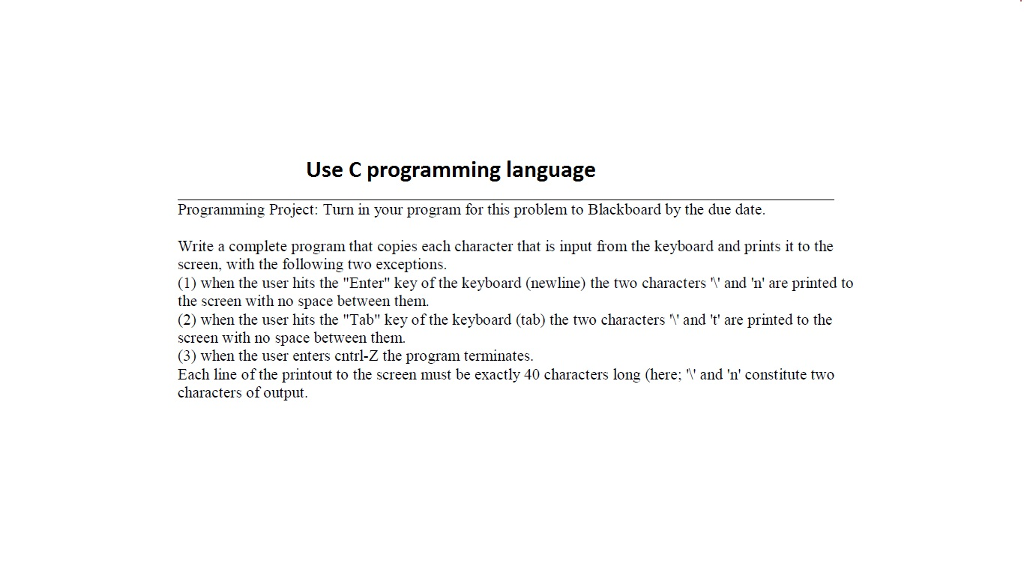 Solved Programming Project: Turn in your program for this | Chegg.com
