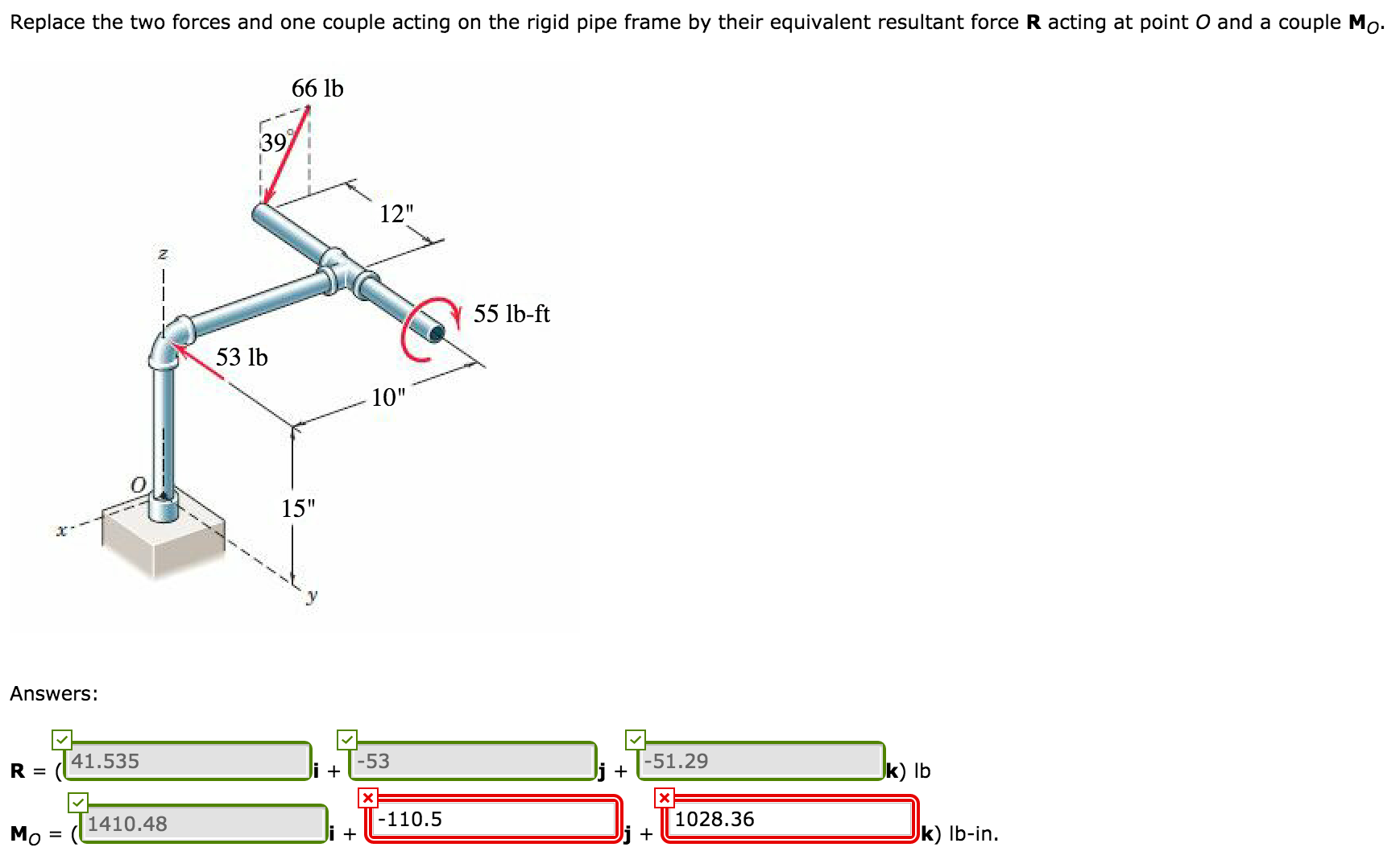 Solved: Replace The Two Forces And One Couple Acting On Th... | Chegg.com