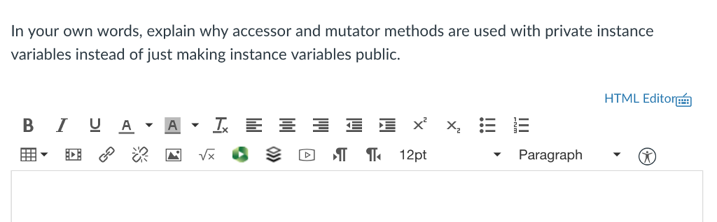 Solved In your own words, explain why accessor and mutator | Chegg.com
