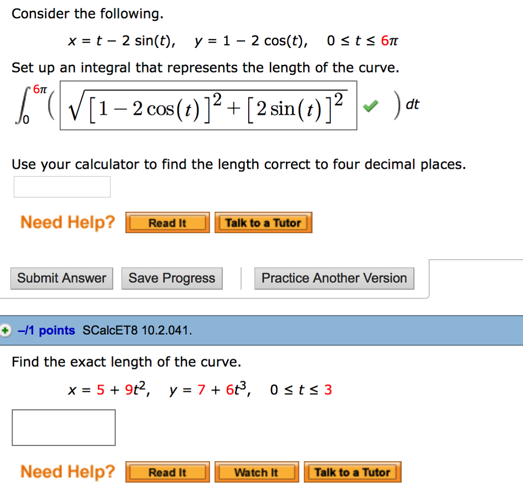 Solved Consider the following. x = t - 2 sin(t), y = 1-2 | Chegg.com