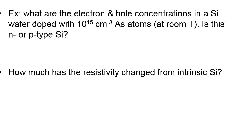 Solved Ex What Are The Electron And Hole Concentrations In A
