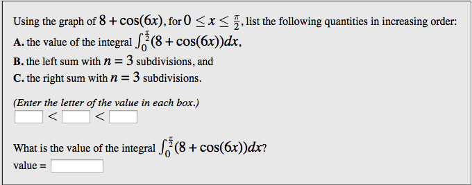 Using the graph of 8 + COS(6x), for O