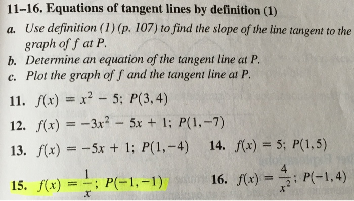 Solved Equations of tangent lines by definition (1) Use | Chegg.com
