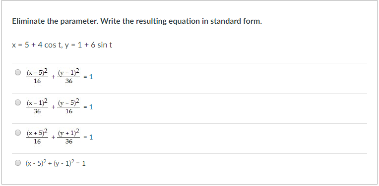 Solved Eliminate the parameter. Write the resulting equation | Chegg.com