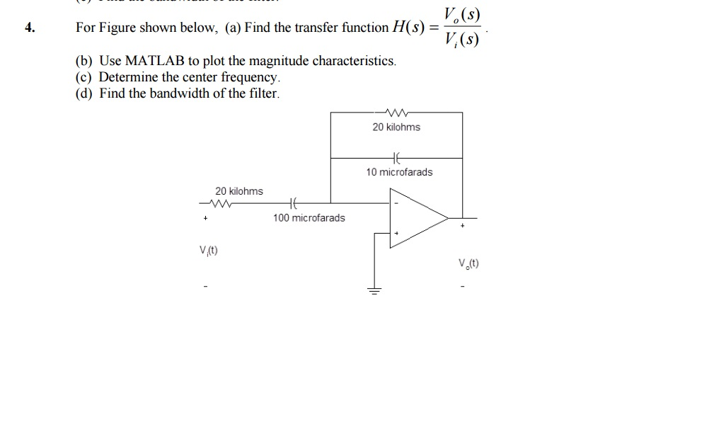 Solved For Figure shown below, (a) Find the transfer | Chegg.com