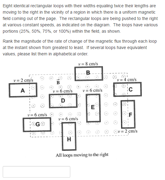 Solved Eight identical rectangular loops with their widths | Chegg.com