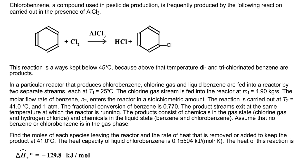 Solved Chlorobenzene, a compound used in pesticide | Chegg.com
