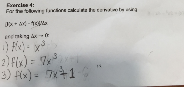 Solved Exercise 4: For the following functions calculate the | Chegg.com