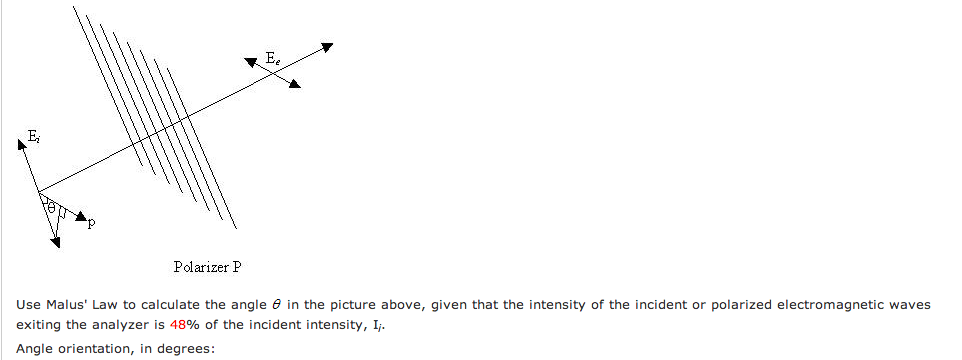 Solved Use Malus' Law to calculate the angle theta in the | Chegg.com