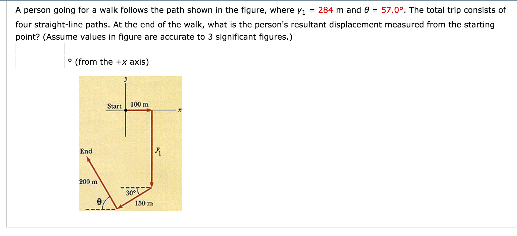 Solved A person going for a walk follows the path shown in | Chegg.com