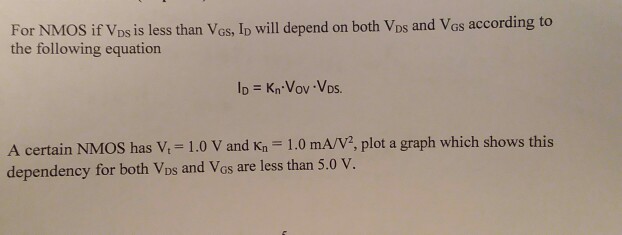 Solved For NMOS if Vps is less than Vos, Ip will depend on | Chegg.com